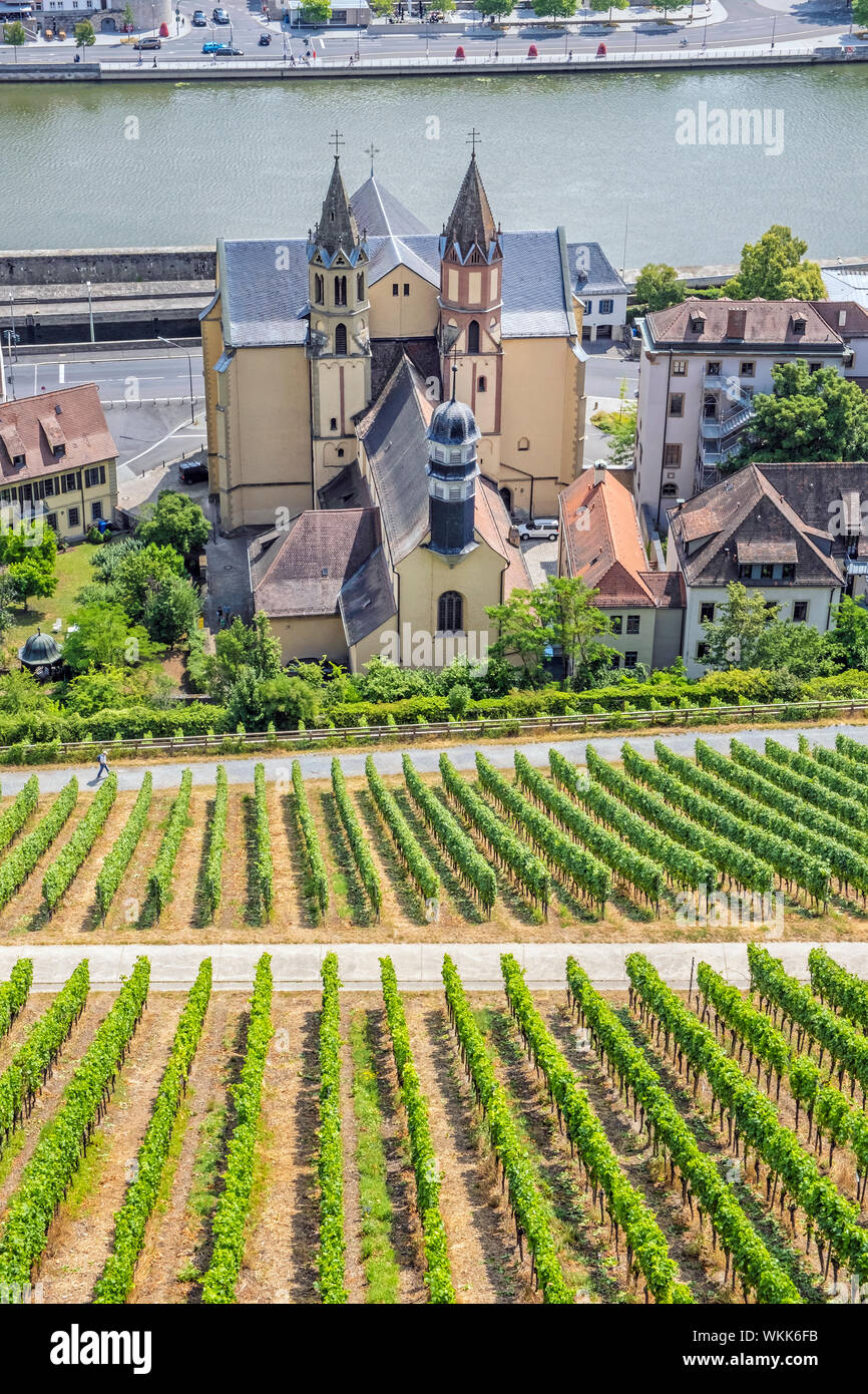 Saint Burkard Catholic Church and vineyard from Marienberg fortress ...