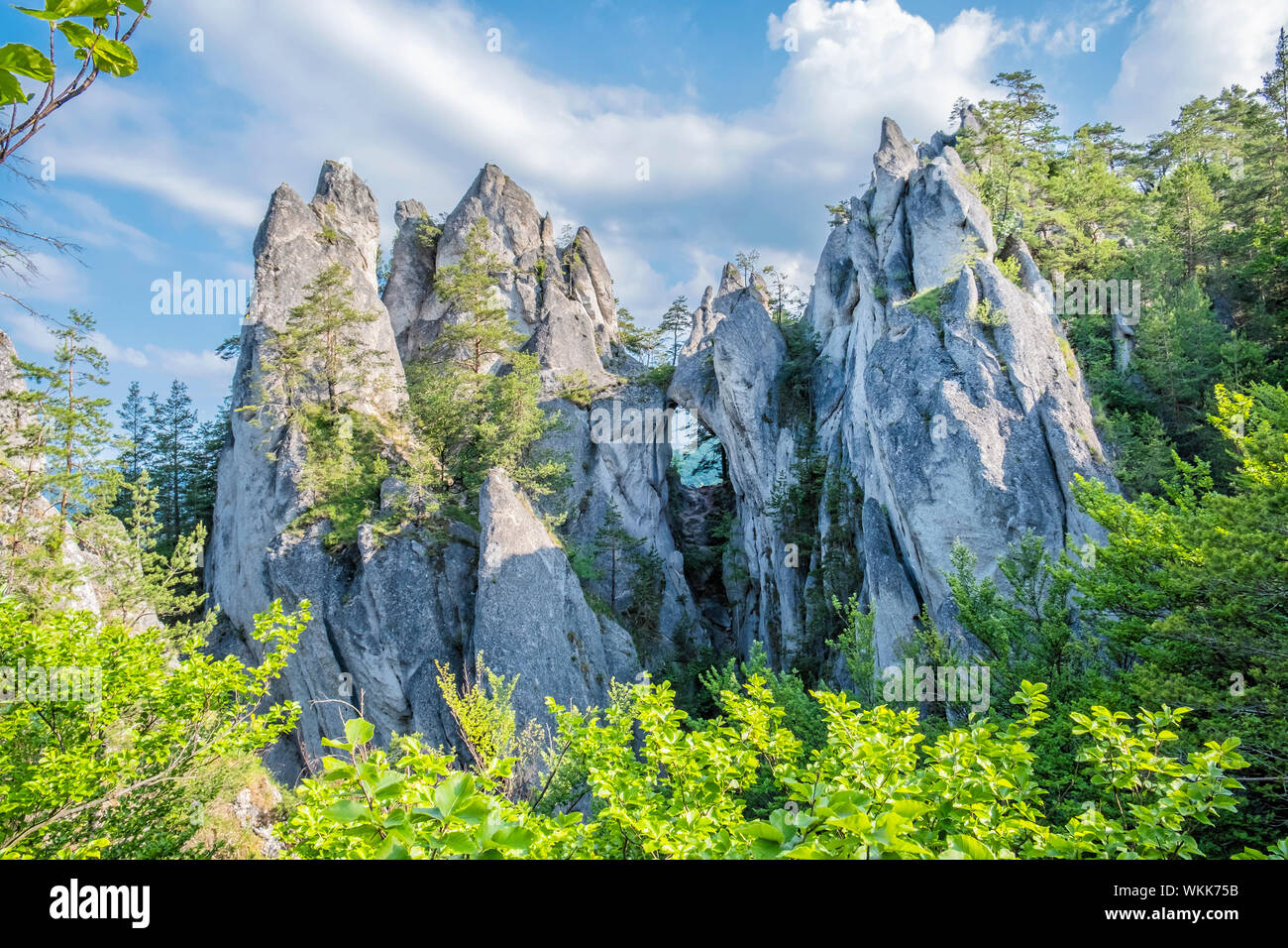 Gothic gate, Sulov rocks, Slovak republic. Seasonal natural scene ...
