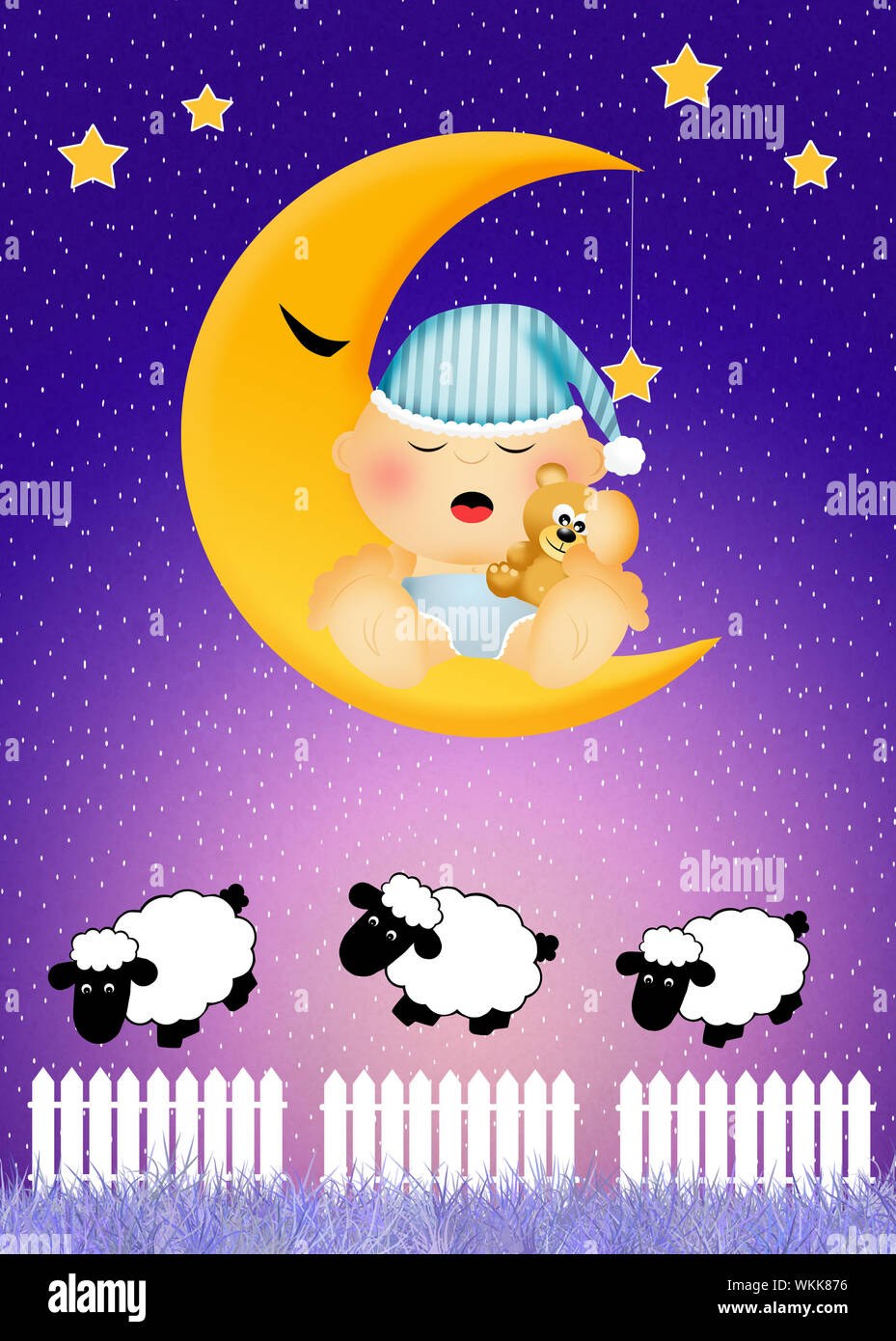 baby sleeping on the moon Stock Photo - Alamy