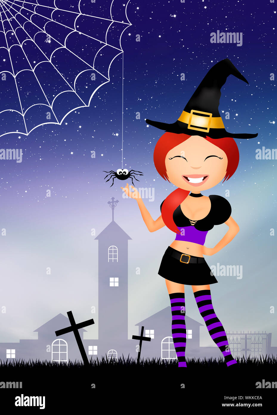 Illustration of funny witch Stock Photo - Alamy