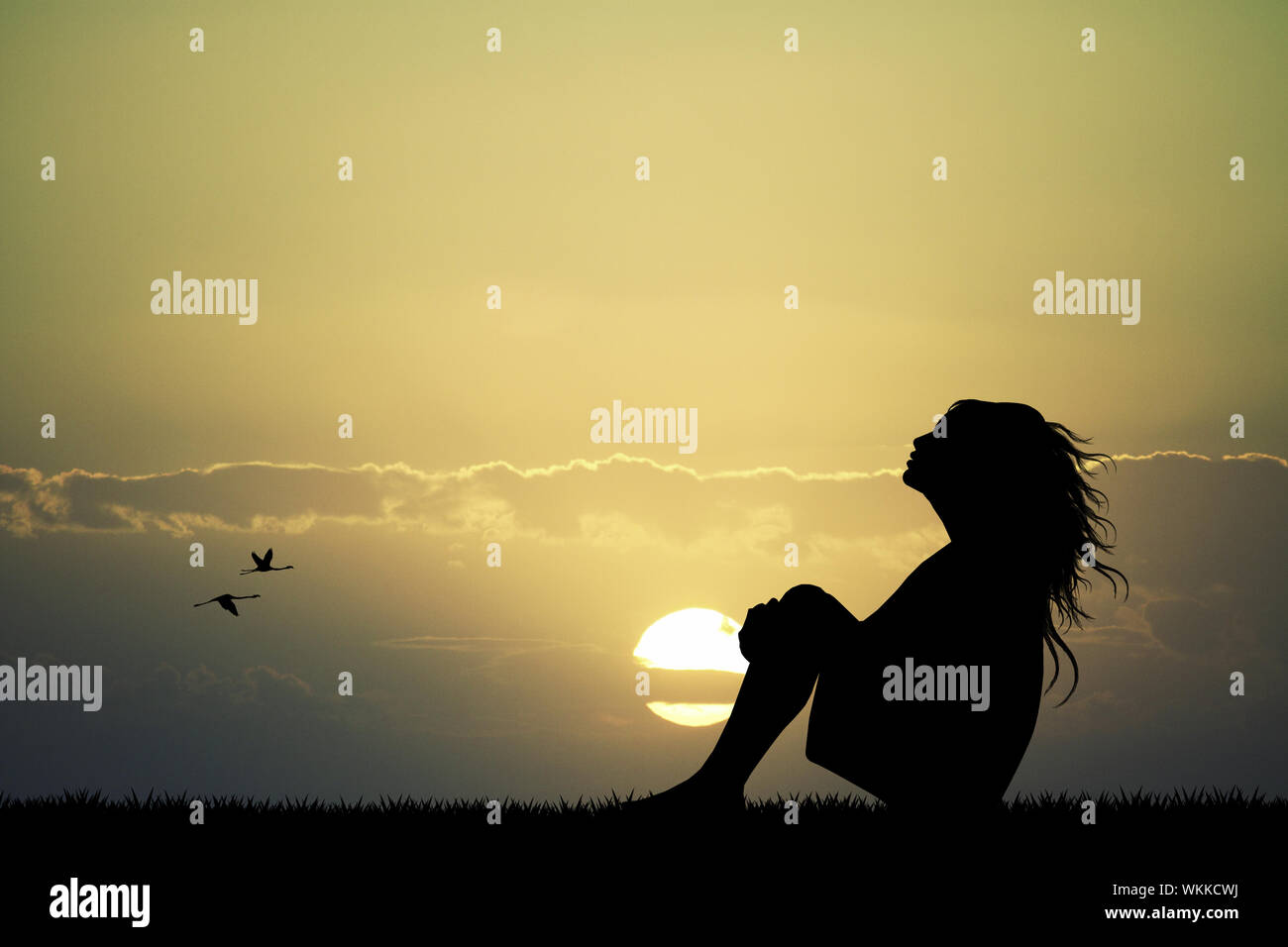 little girl at sunset Stock Photo - Alamy