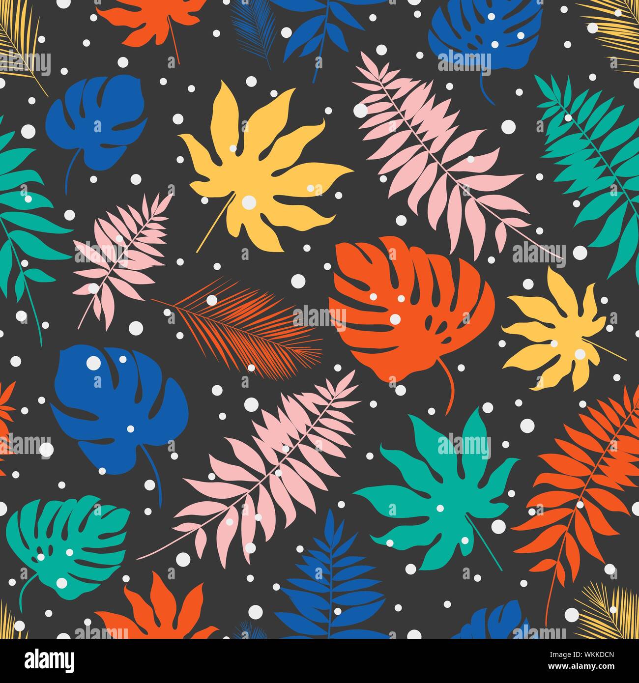 Vector tropical abstract seamless pattern. Tropical palm leaves ...