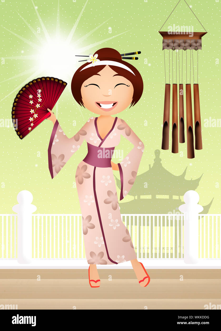 Geisha in the Pagoda Stock Photo - Alamy