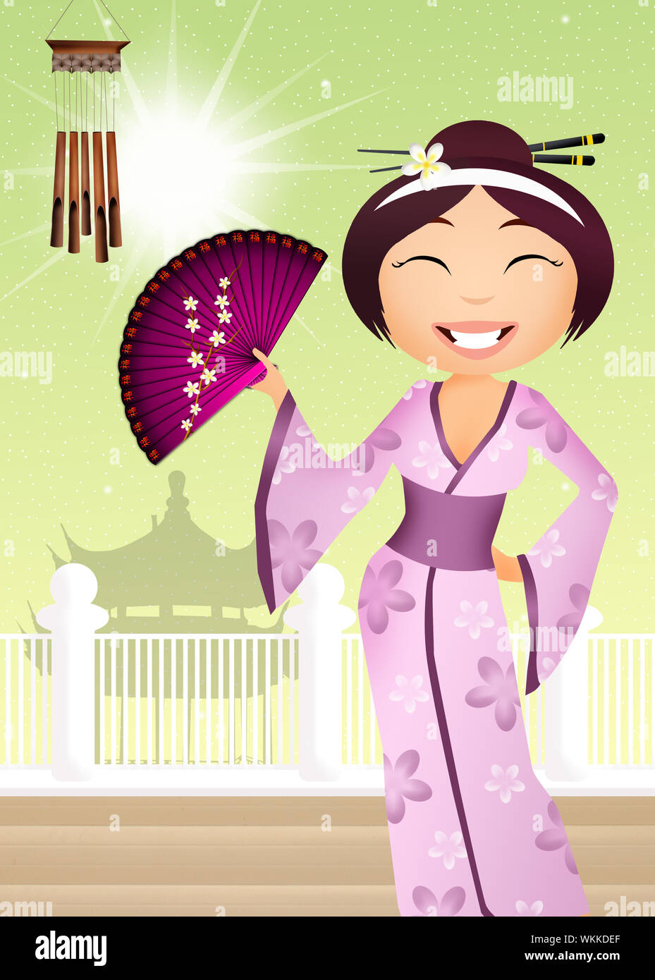 Cartoon girl geisha kimono hi-res stock photography and images - Alamy