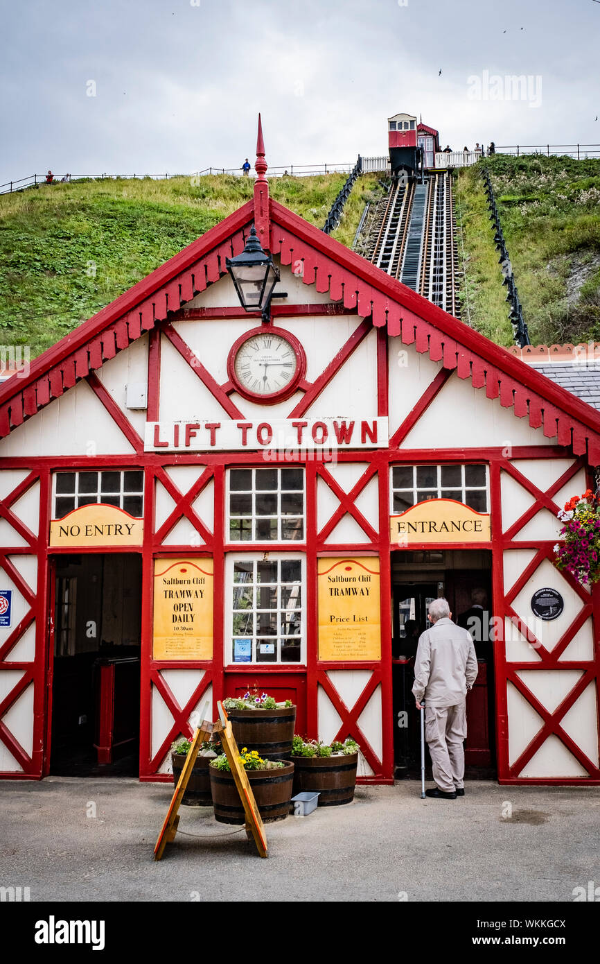 The entrance to Saltburn Cliff Lift at Saltburn-by-the-Sea, United ...