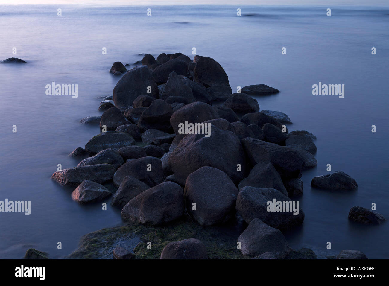 stone groyne in the Baltic Sea near Steinbeck, Mecklenburg-West ...