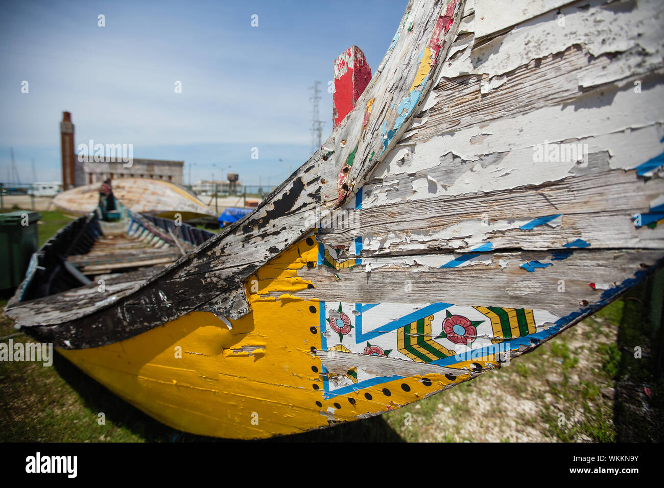 Old traditional moliceiro boat in Aveiro, Portugal Stock Photo - Alamy