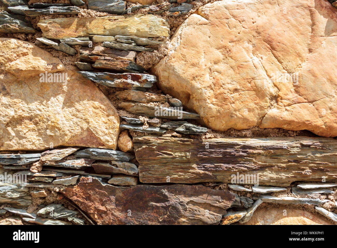 Stone and schist wall. Background, texture Stock Photo - Alamy