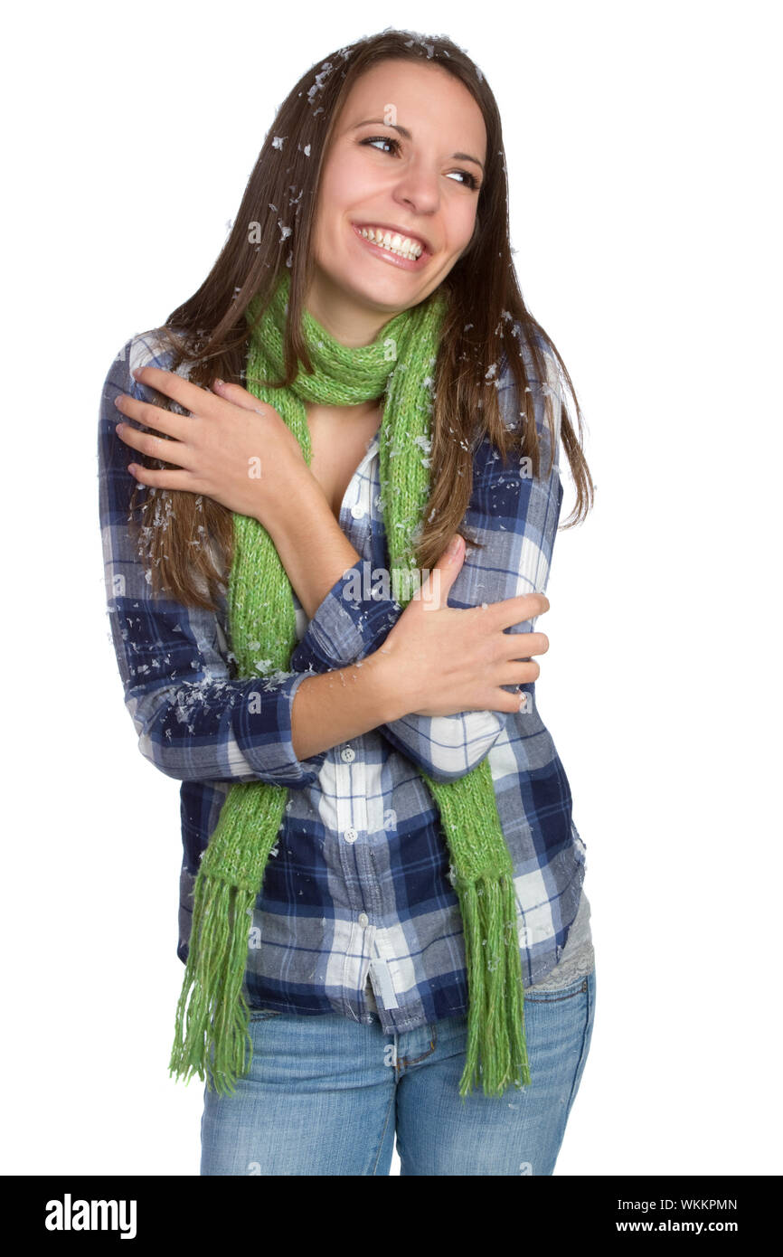 Beautiful happy cold winter girl Stock Photo - Alamy