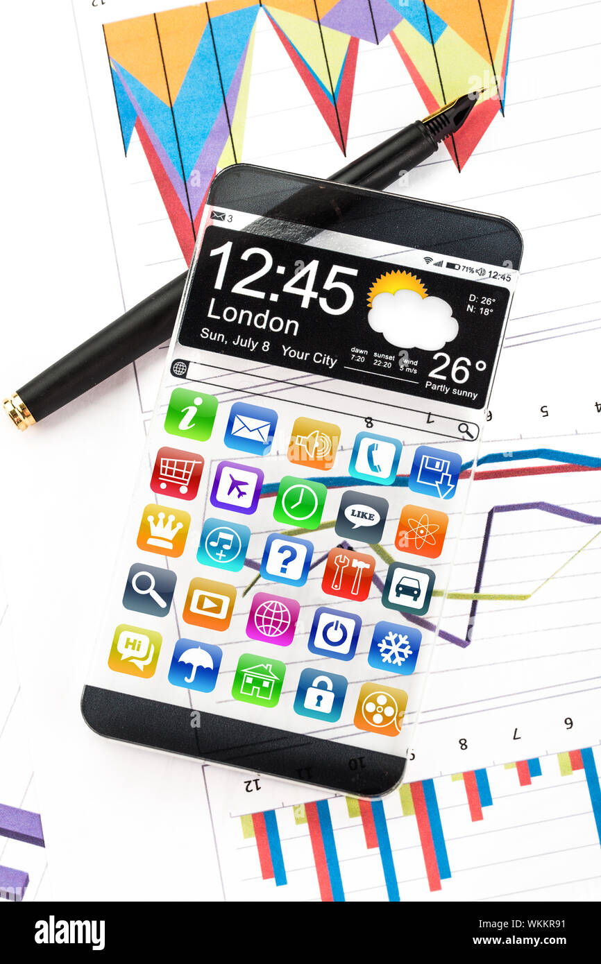 Smartphone (phablet) with a transparent display. Concept actual future ...