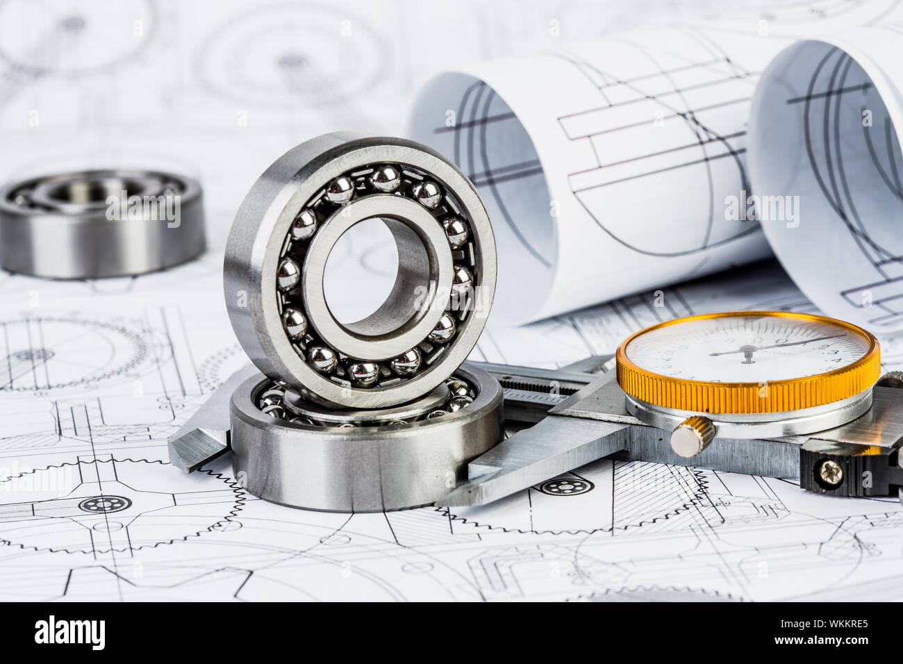 Technical drawings with the Ball bearings Stock Photo - Alamy