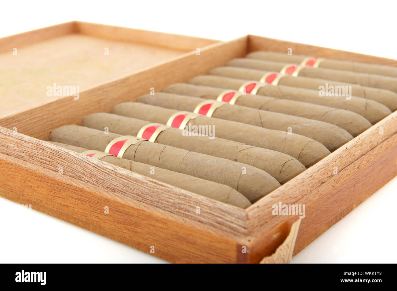 Full cigar box from wood isolated over white Stock Photo - Alamy