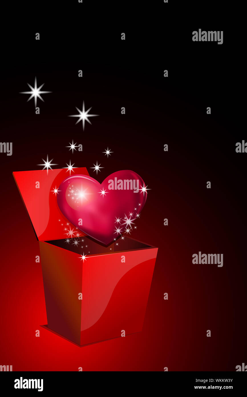 illustration of heart in gift pack on abstract background Stock Photo ...