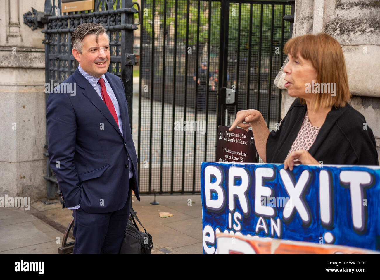 Jonathan Ashworth MP arriving as Parliament resumed after summer recess ...