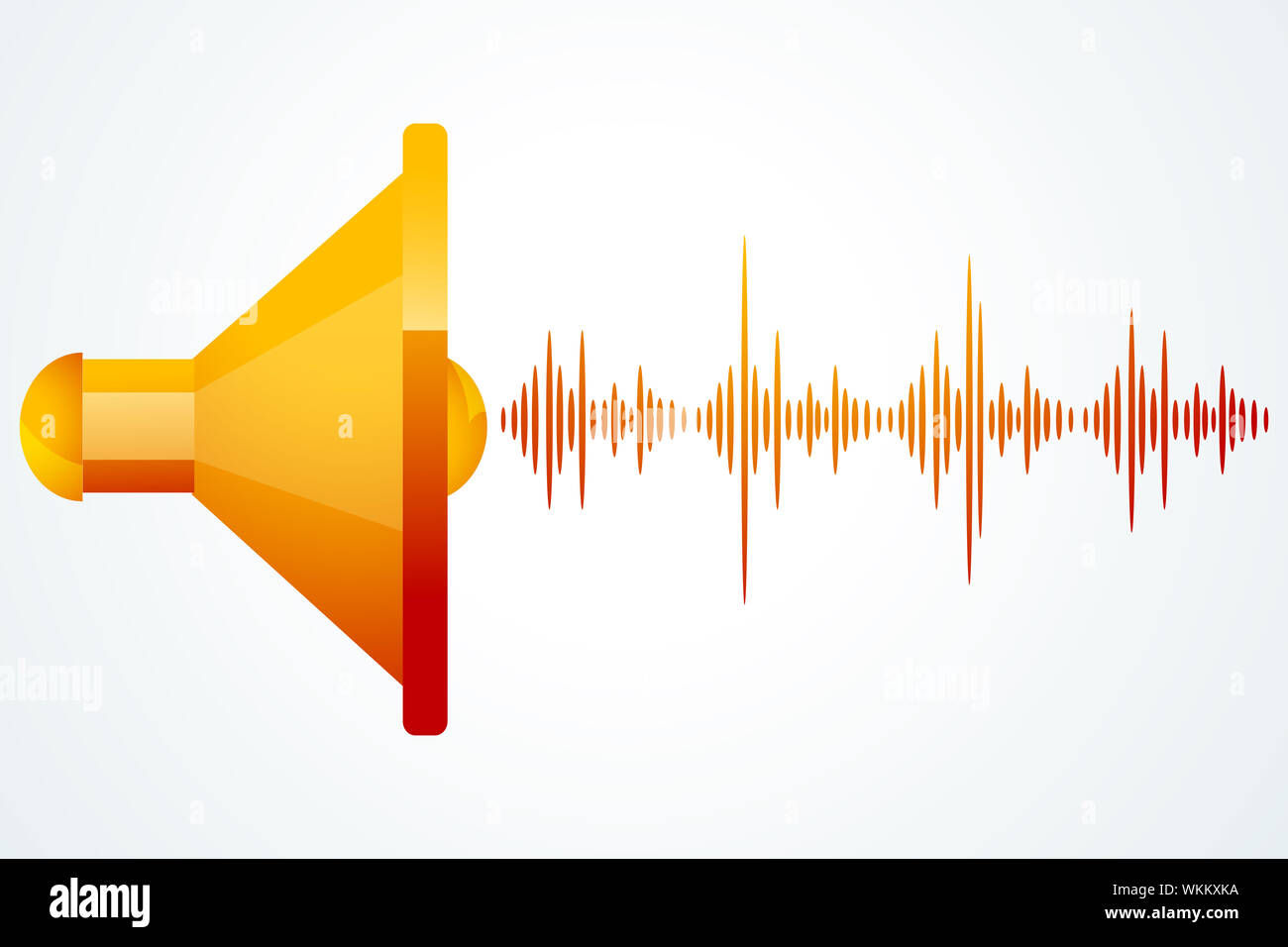 illustration of speaker with music waves on white background Stock ...