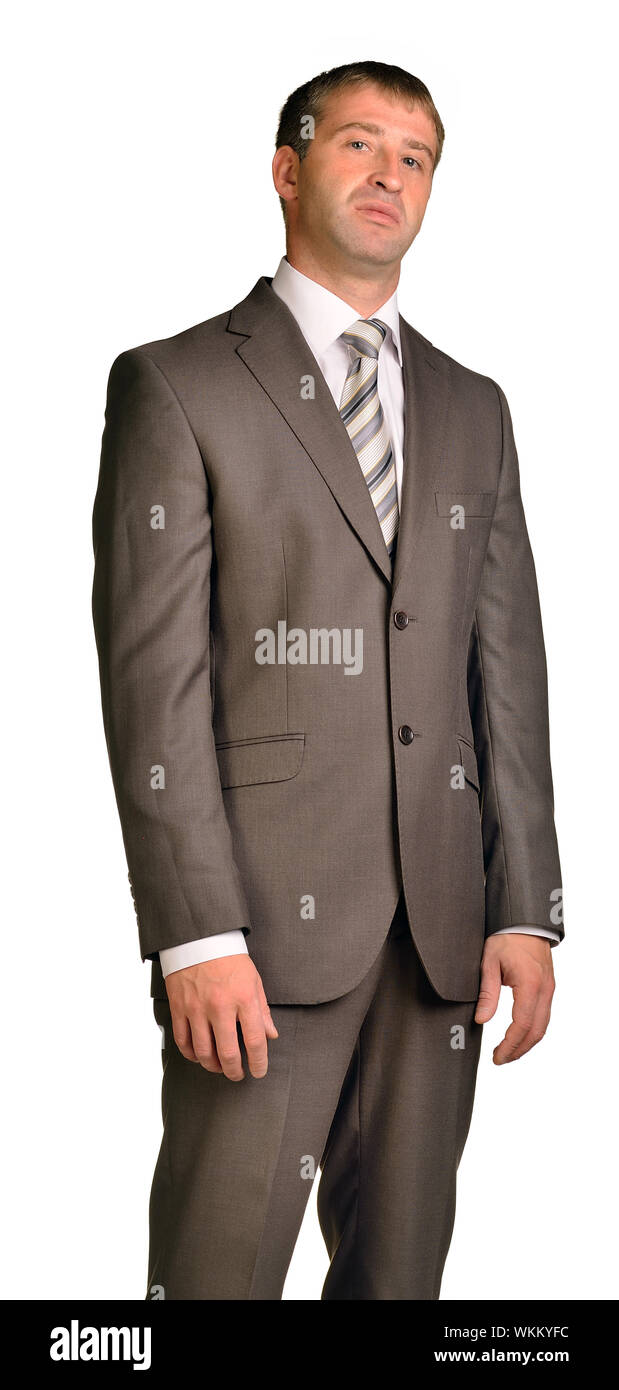 Businessman with disdain on her face. Isolated on white background ...