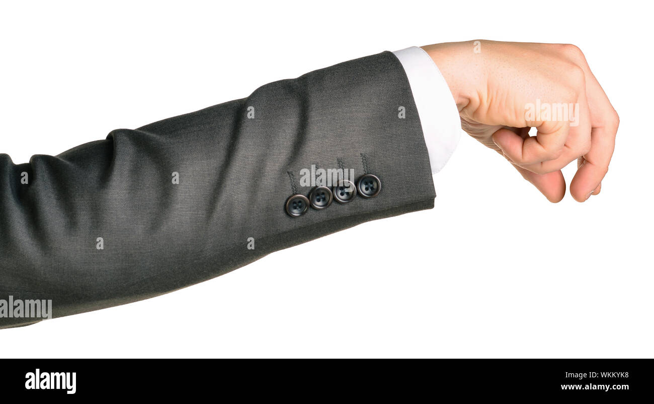 Businessmans hand to hold small gadget. Isolated on white Stock Photo ...