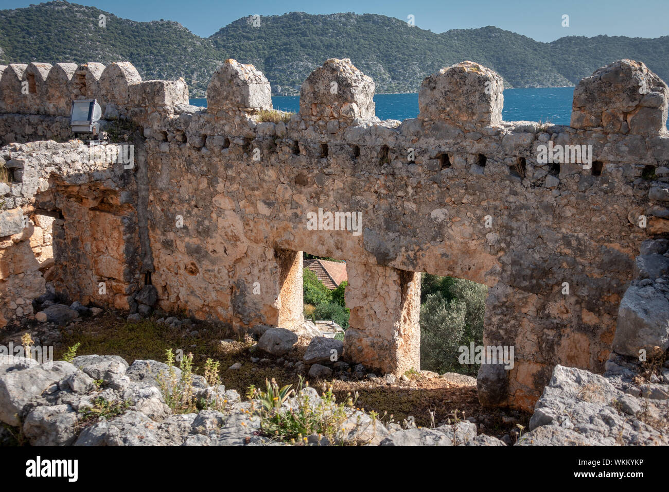 Kalekoy Castle and Lycian Tombs in Kalekoy, Turkey Stock Photo - Alamy