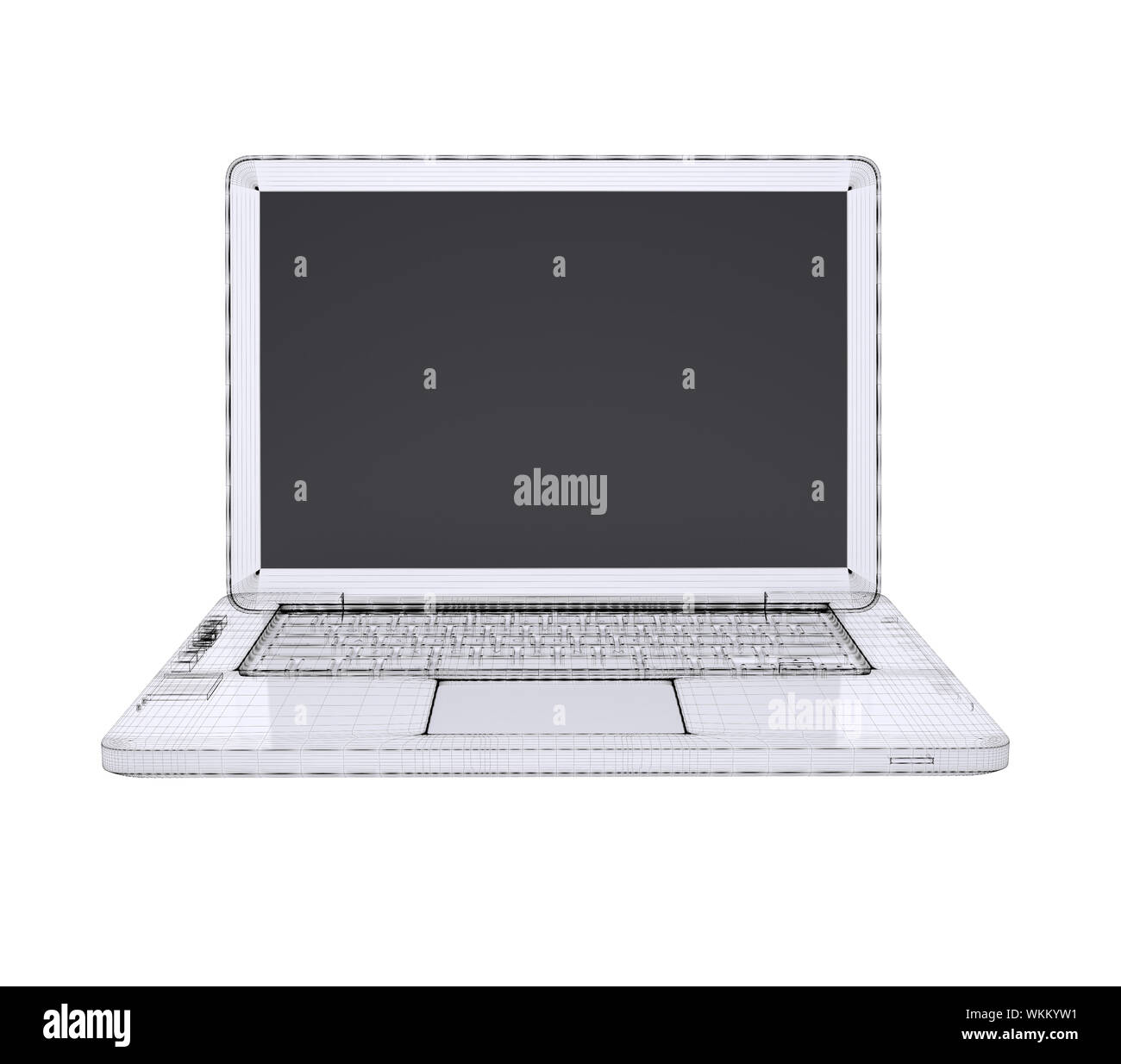 Laptop. Wire frame. Isolated render on a white background Stock Photo ...