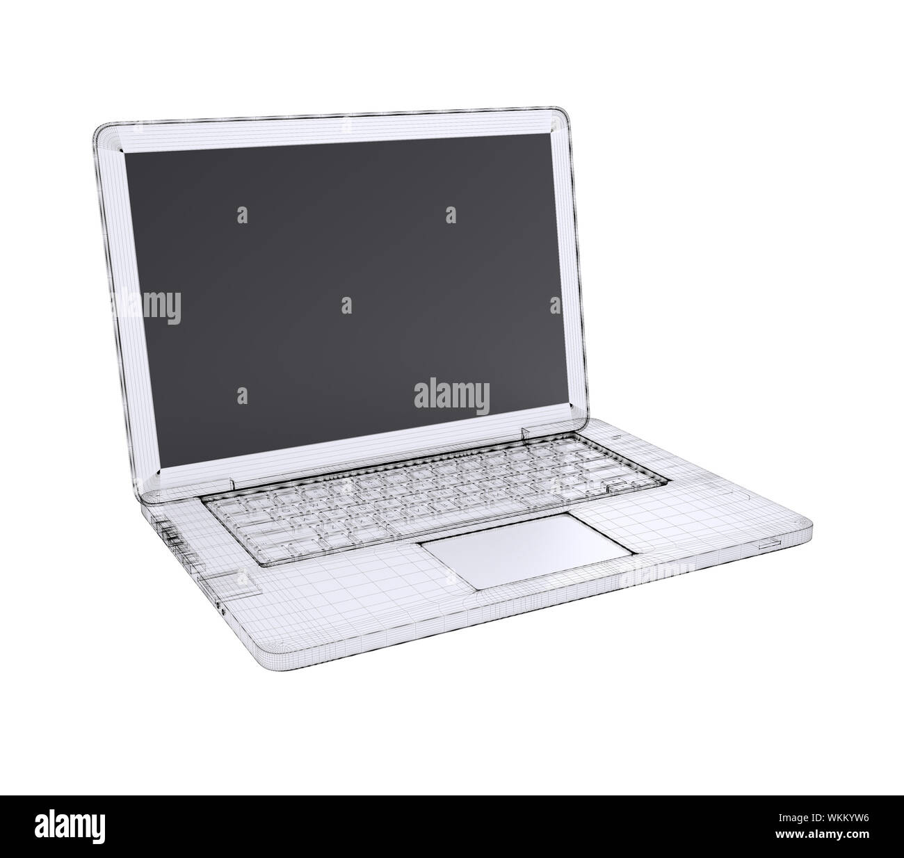 Laptop. Wire frame. Isolated render on a white background Stock Photo ...