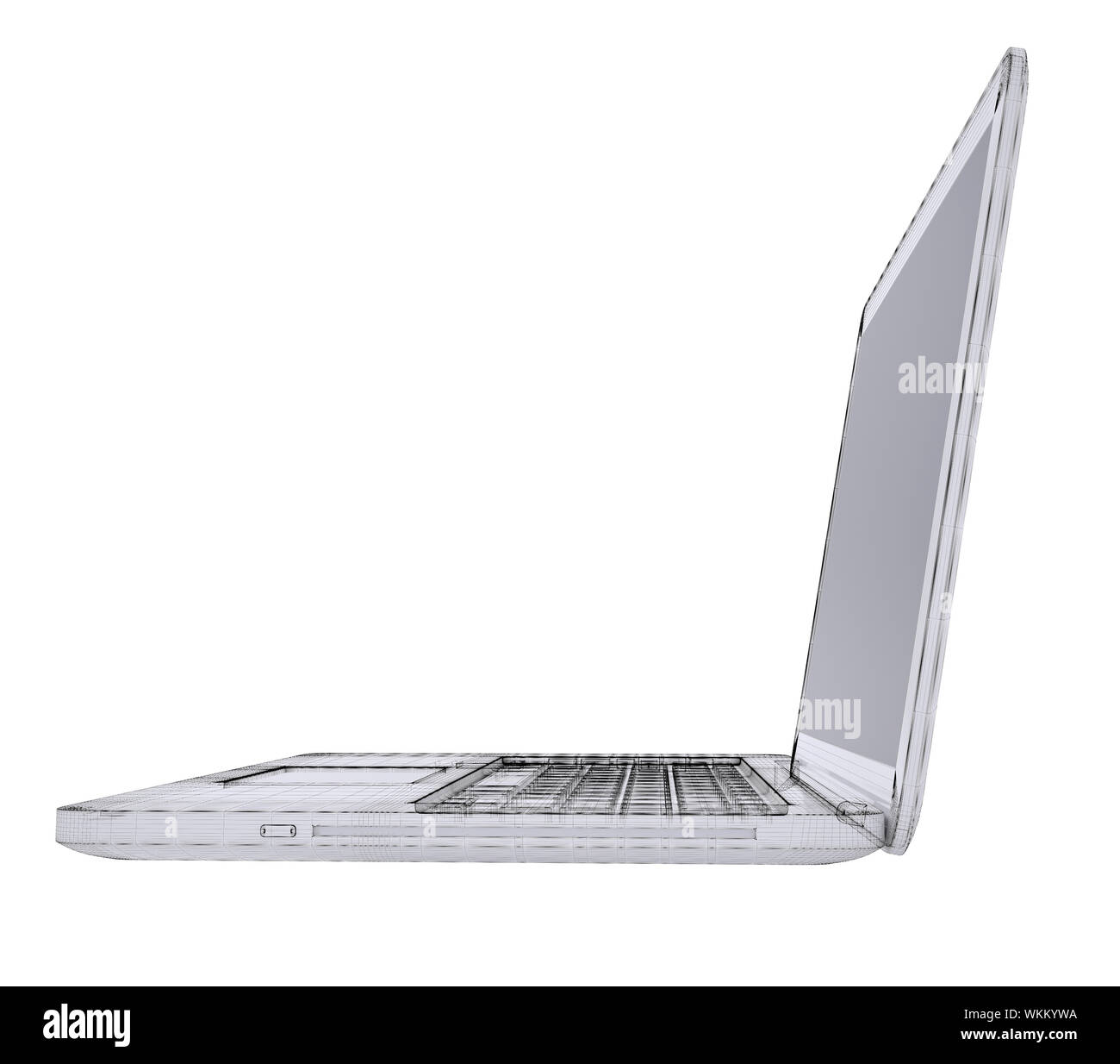 Laptop. Wire frame. Isolated render on a white background Stock Photo ...