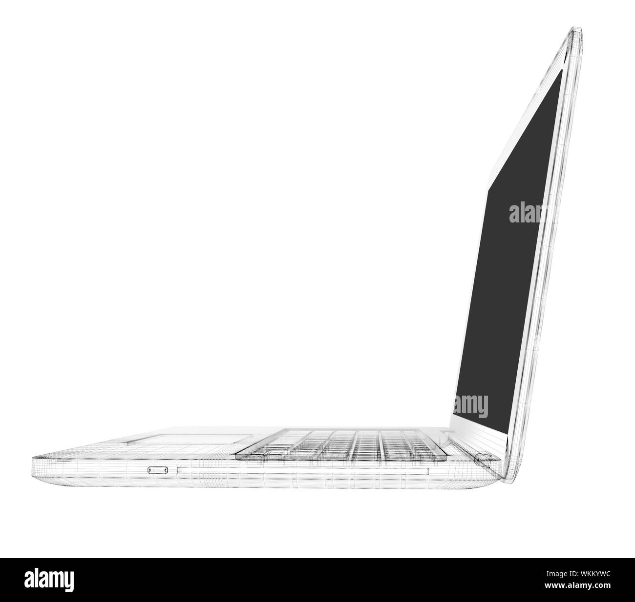 Laptop. Wire frame. Isolated render on a white background Stock Photo ...