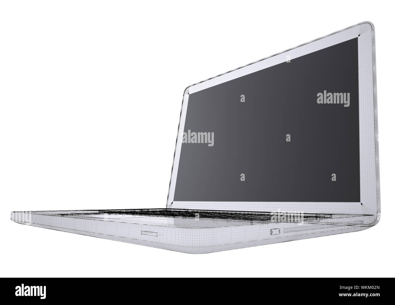 Laptop. Wire frame. Isolated render on a white background Stock Photo ...