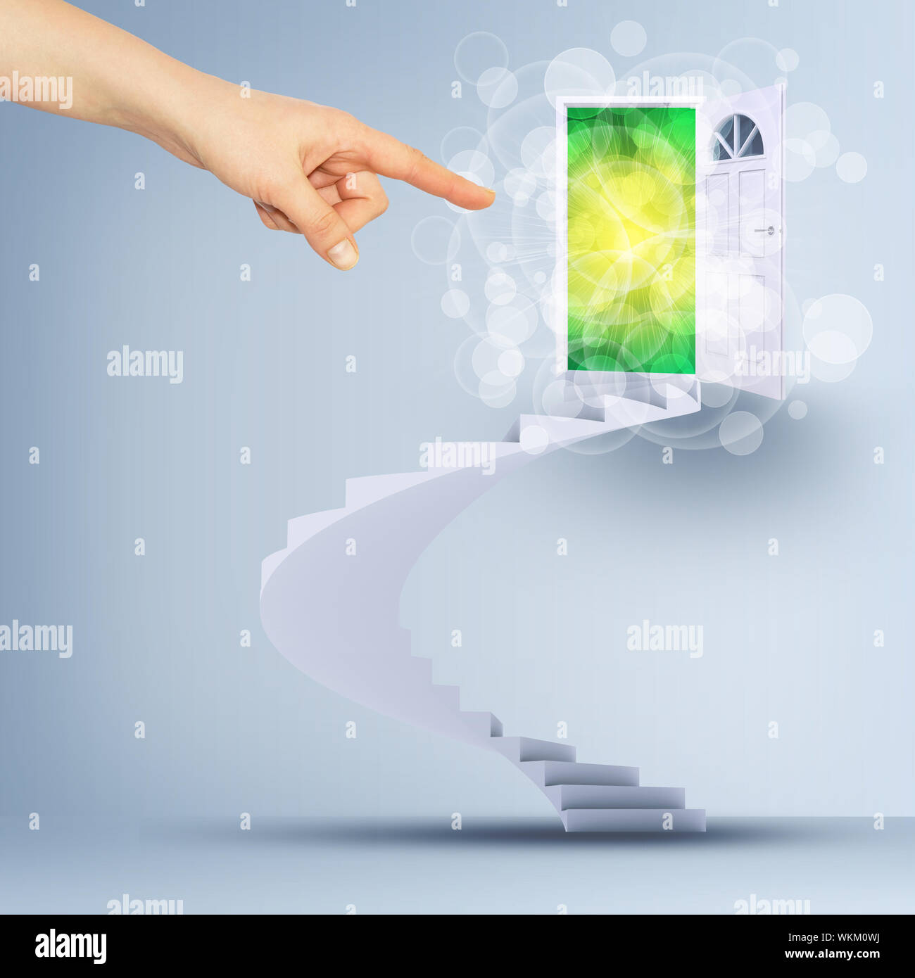Hand finger pointing stairs hi-res stock photography and images - Alamy