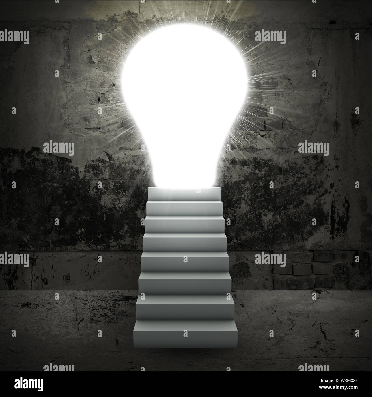 Stairs and magic doors leading to a light Stock Photo - Alamy