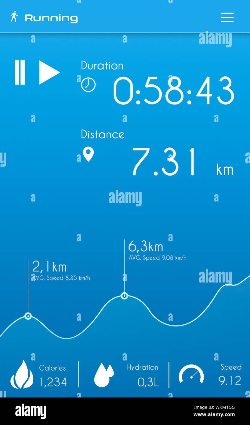 Graphic of runners application for smartphone screen Stock Photo - Alamy