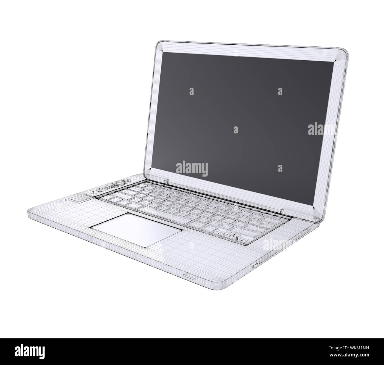Laptop. Wire frame. Isolated render on a white background Stock Photo ...