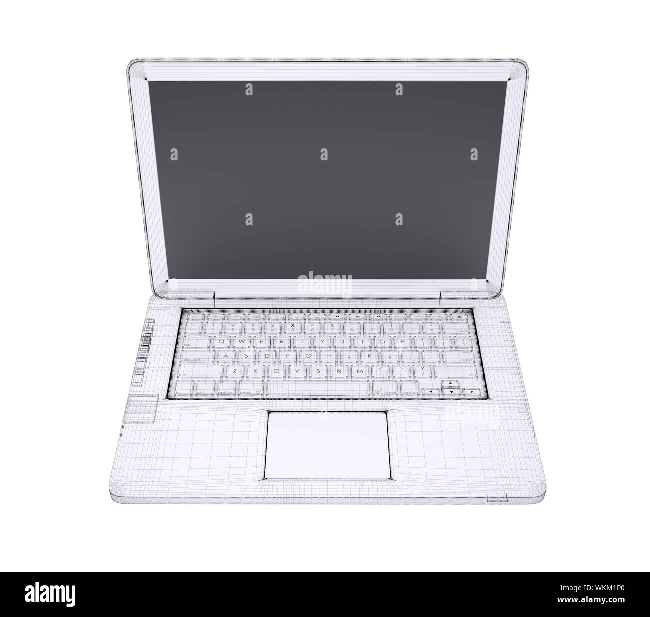 Laptop. Wire frame. Isolated render on a white background Stock Photo ...
