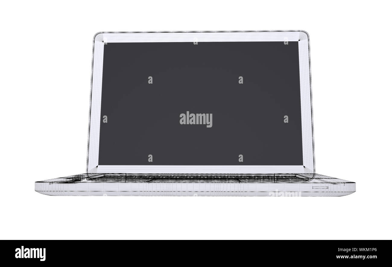 Laptop. Wire frame. Isolated render on a white background Stock Photo ...
