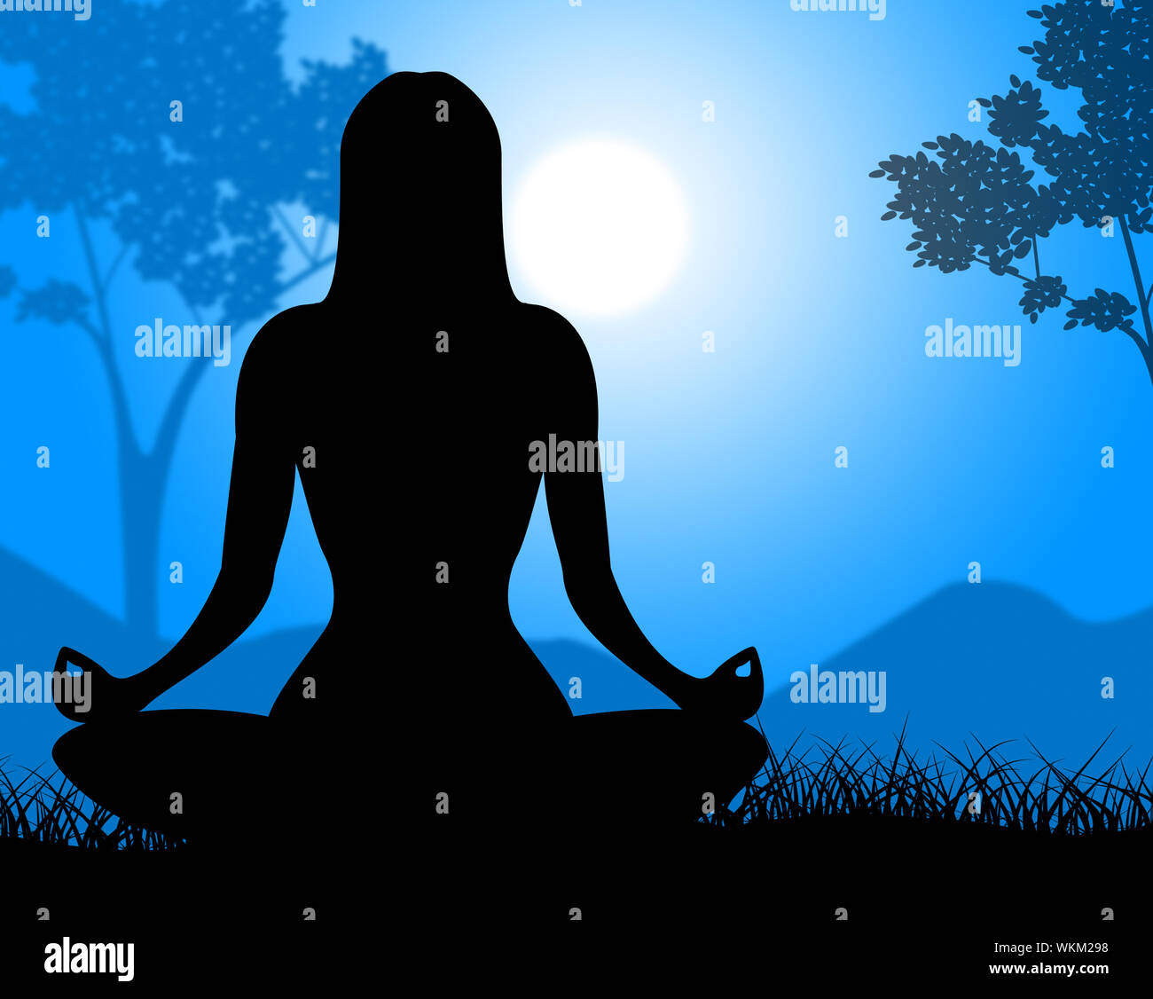 Yoga Pose Meaning Wellbeing Meditating And Balance Stock Photo - Alamy