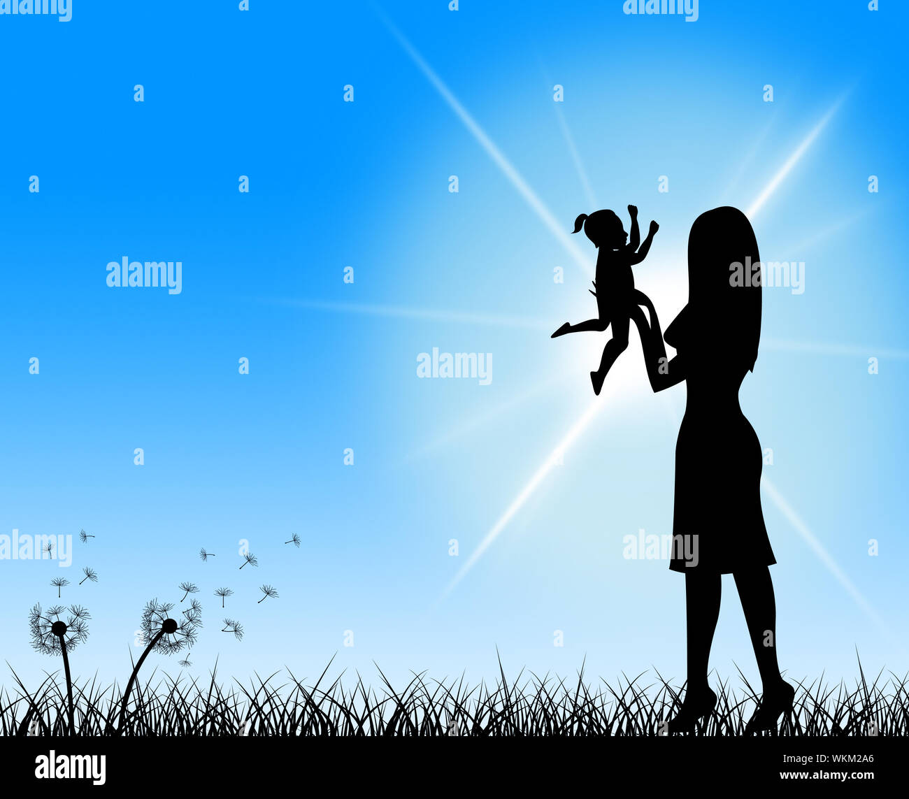 Mother Nature Indicating Mom Family And Offspring Stock Photo - Alamy