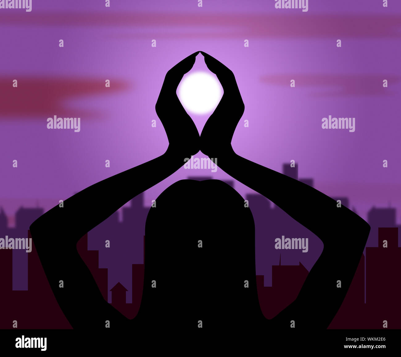 Yoga Pose Meaning Enlightenment Relax And Silence Stock Photo - Alamy