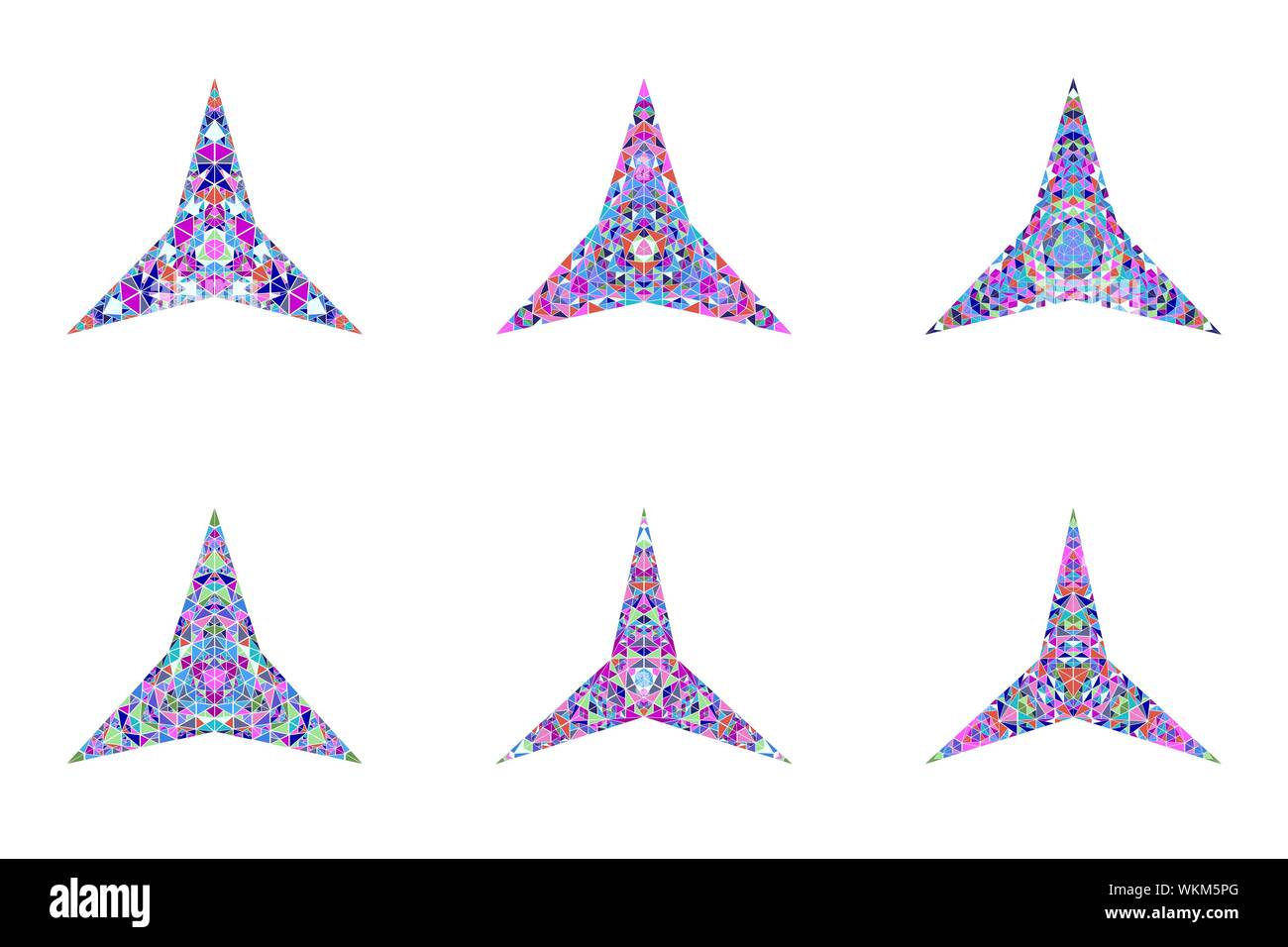 Isolated triangle star symbol set - geometrical ornamental abstract ...