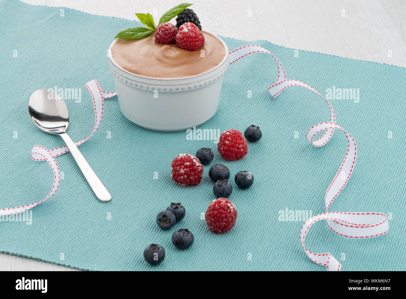 Chocolate mousse and red fruits Stock Photo - Alamy