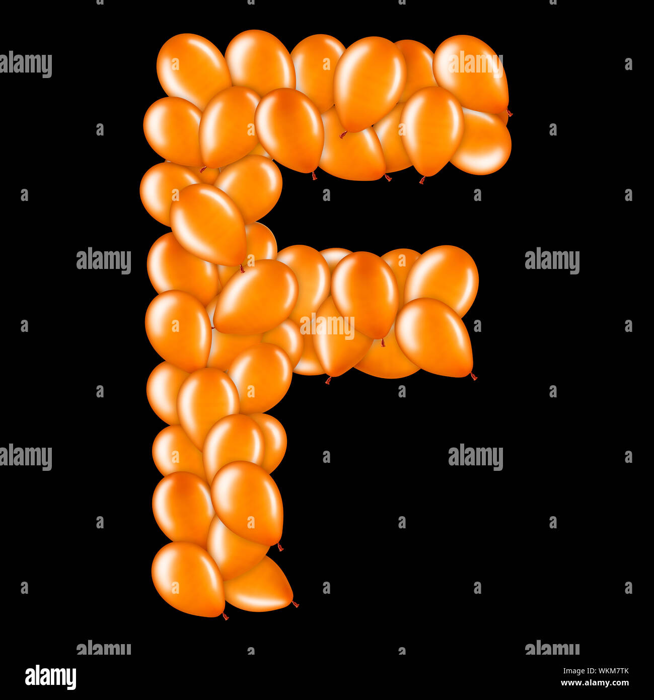 Orange letter F from helium balloons part of English alphabet Stock ...