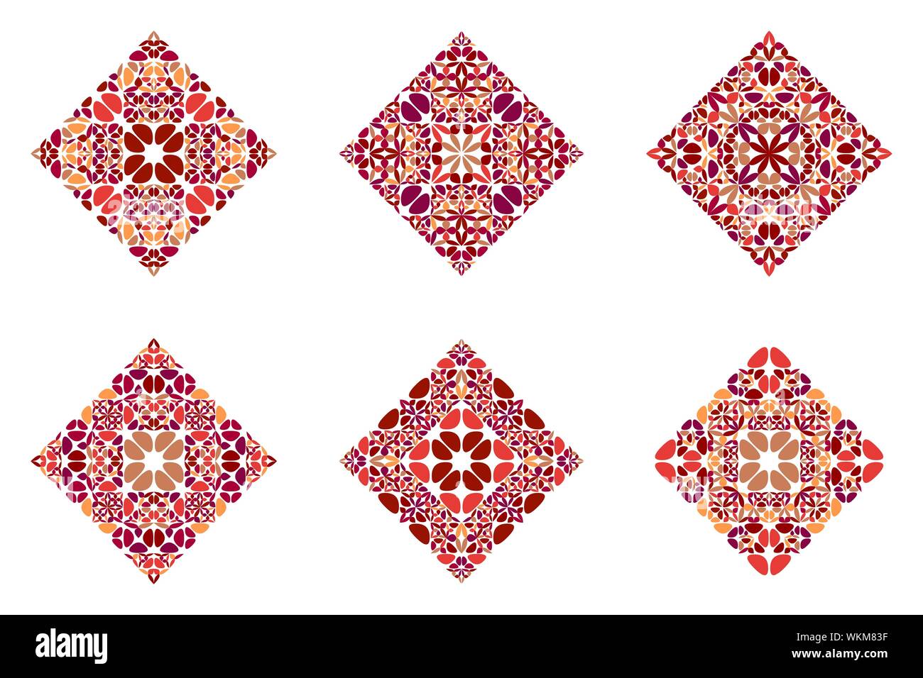 Isolated floral diagonal square symbol template set - squared ...