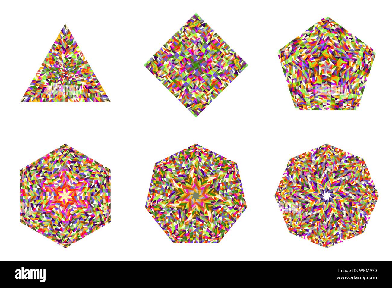 Isolated abstract mosaic polygon shape set - geometrical ornamental ...