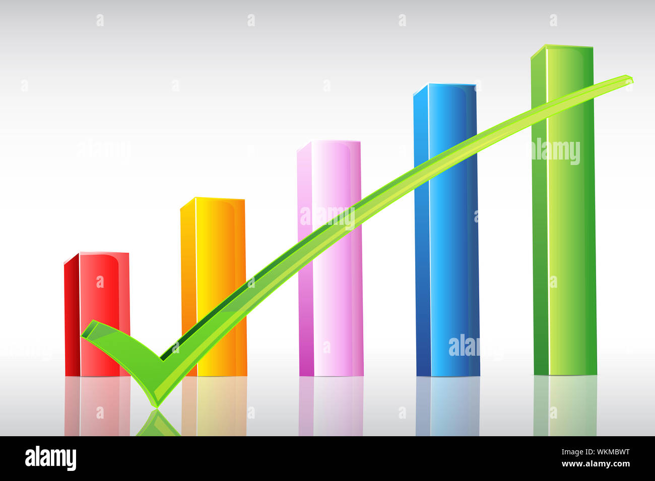 illustration of business graph with right tick on white background ...
