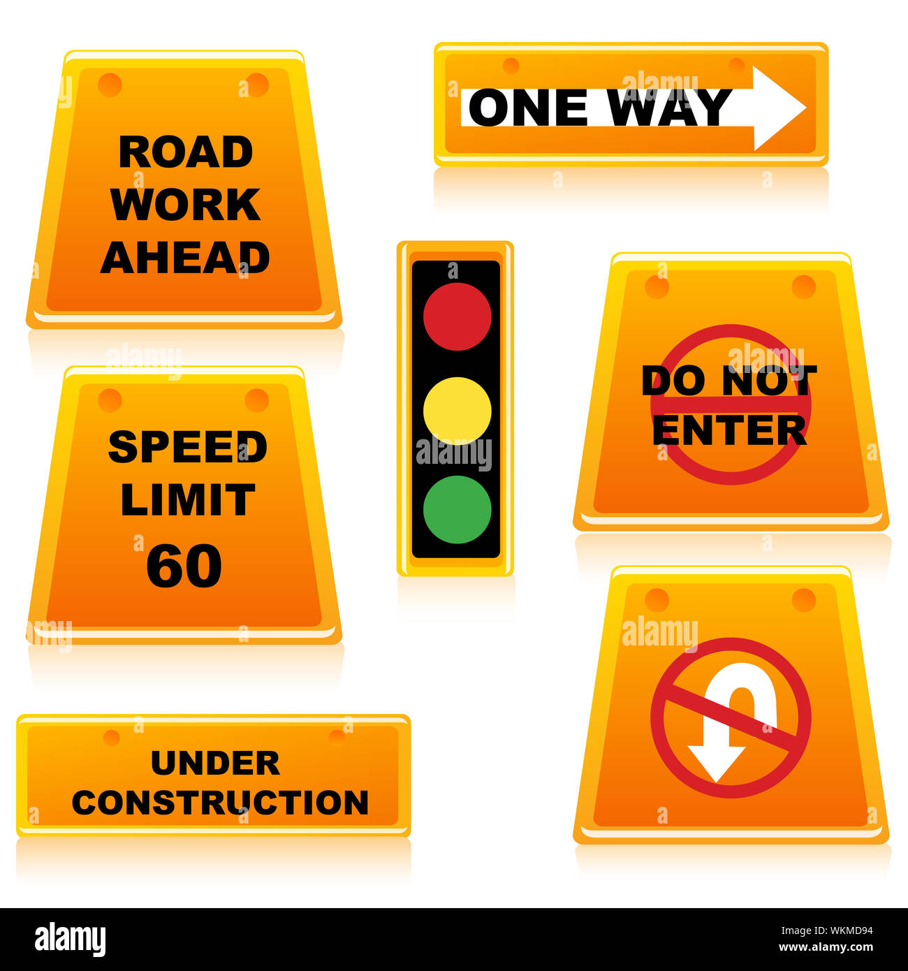 illustration of traffic signal with boards on white background Stock ...