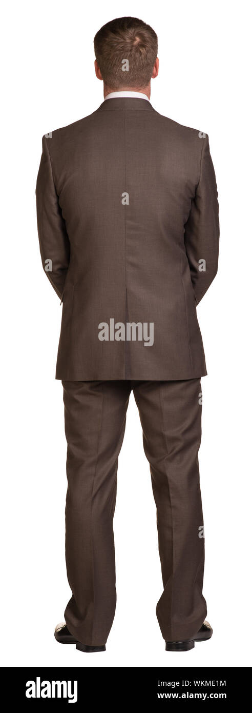 Standing businessman. Rear view. Isolated on the white background Stock ...