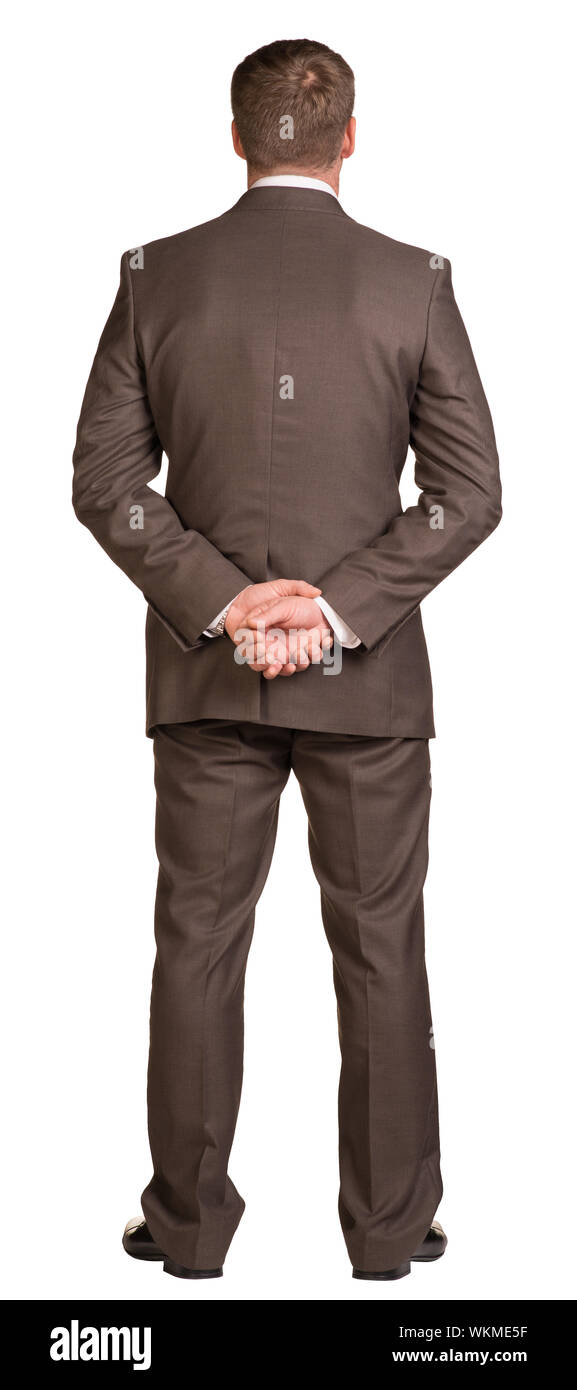 Standing businessman. Rear view. Isolated on the white background Stock ...