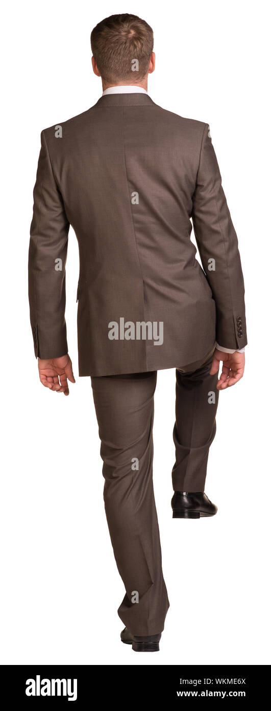 Walking businessman. Rear view. Isolated on the white background Stock ...