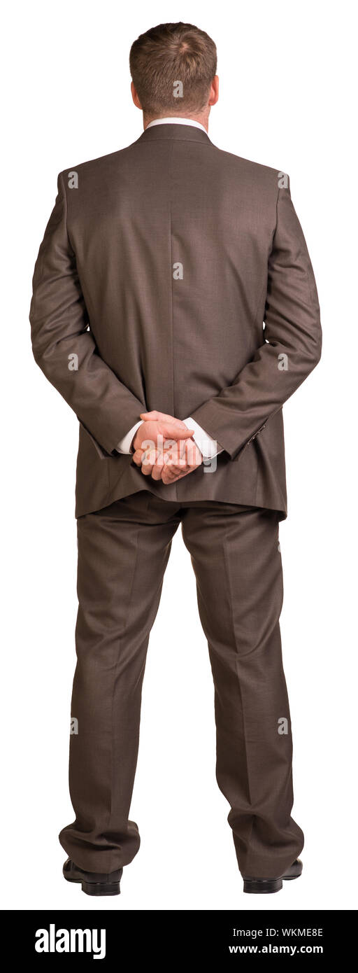 Standing businessman. Rear view. Isolated on the white background Stock ...