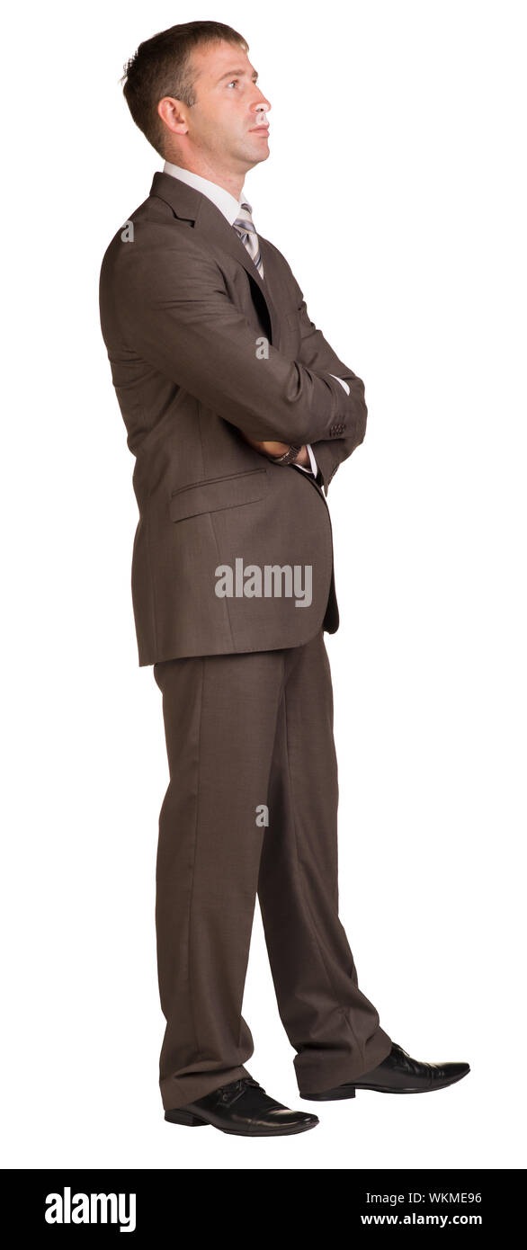 Businessman stands in half-turn. Isolated on the white background Stock ...