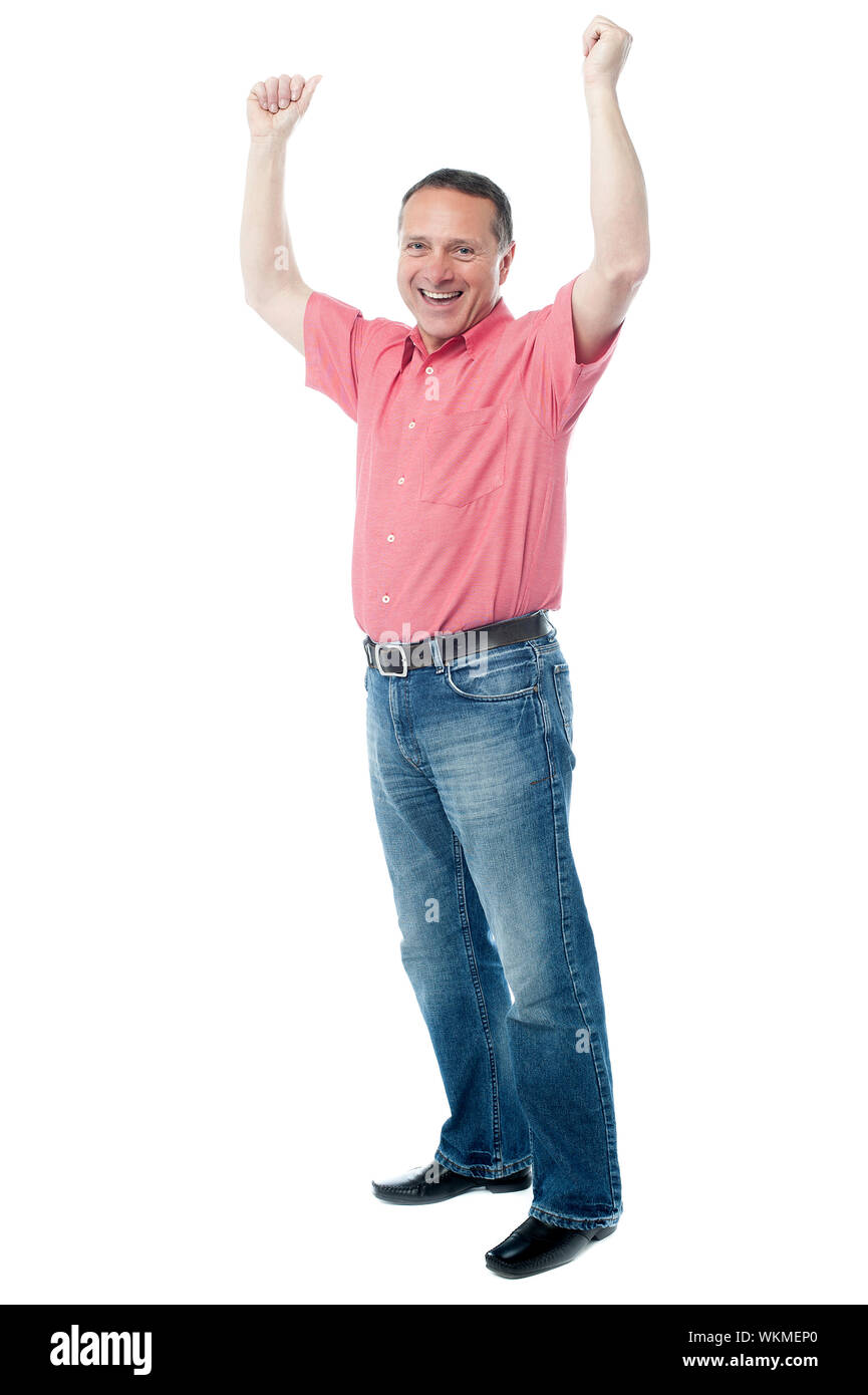 Joyful mature man celebrating Cut Out Stock Images & Pictures - Alamy