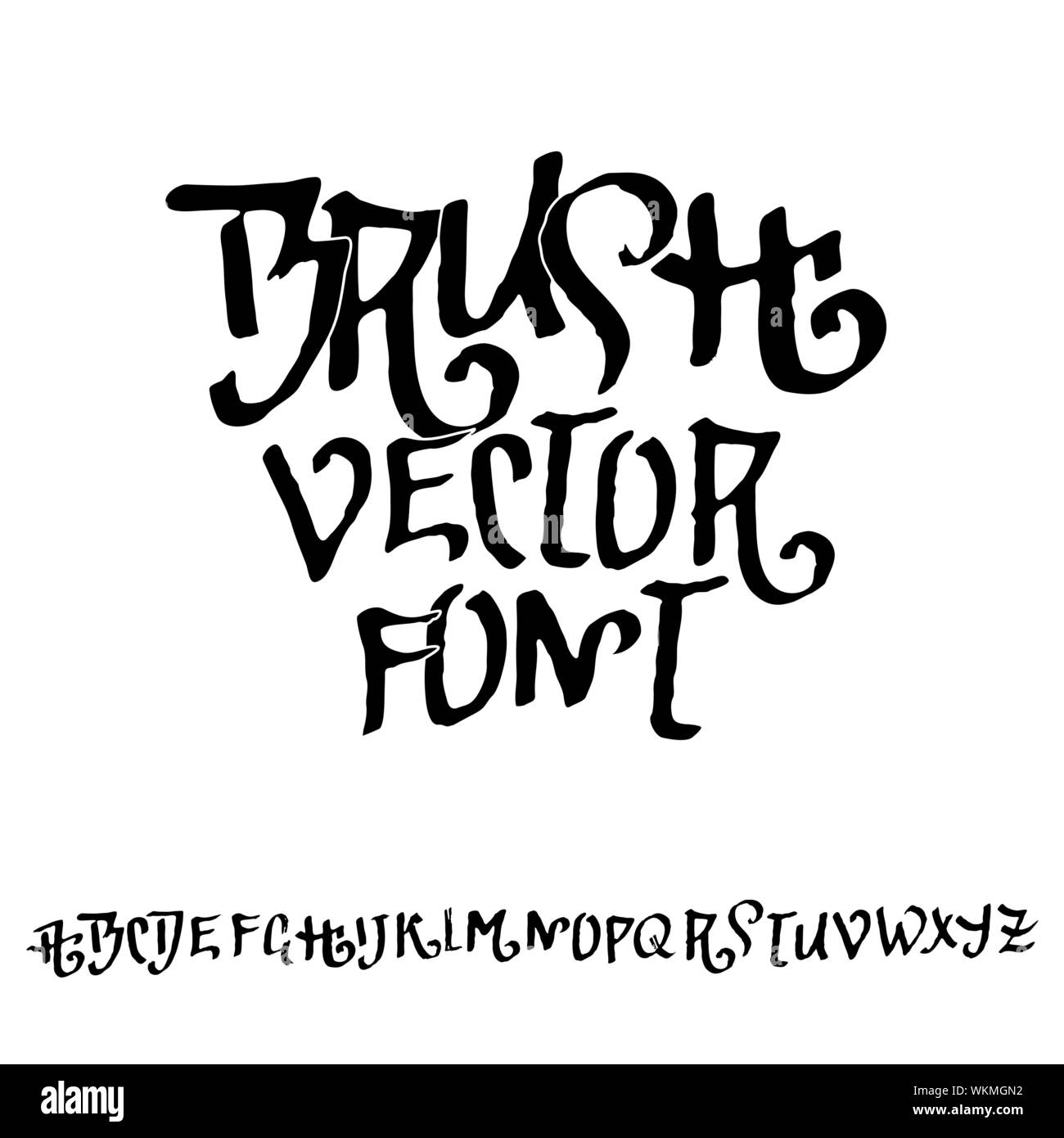 Hand drawn brush font. Modern brush lettering. Grunge style alphabet ...